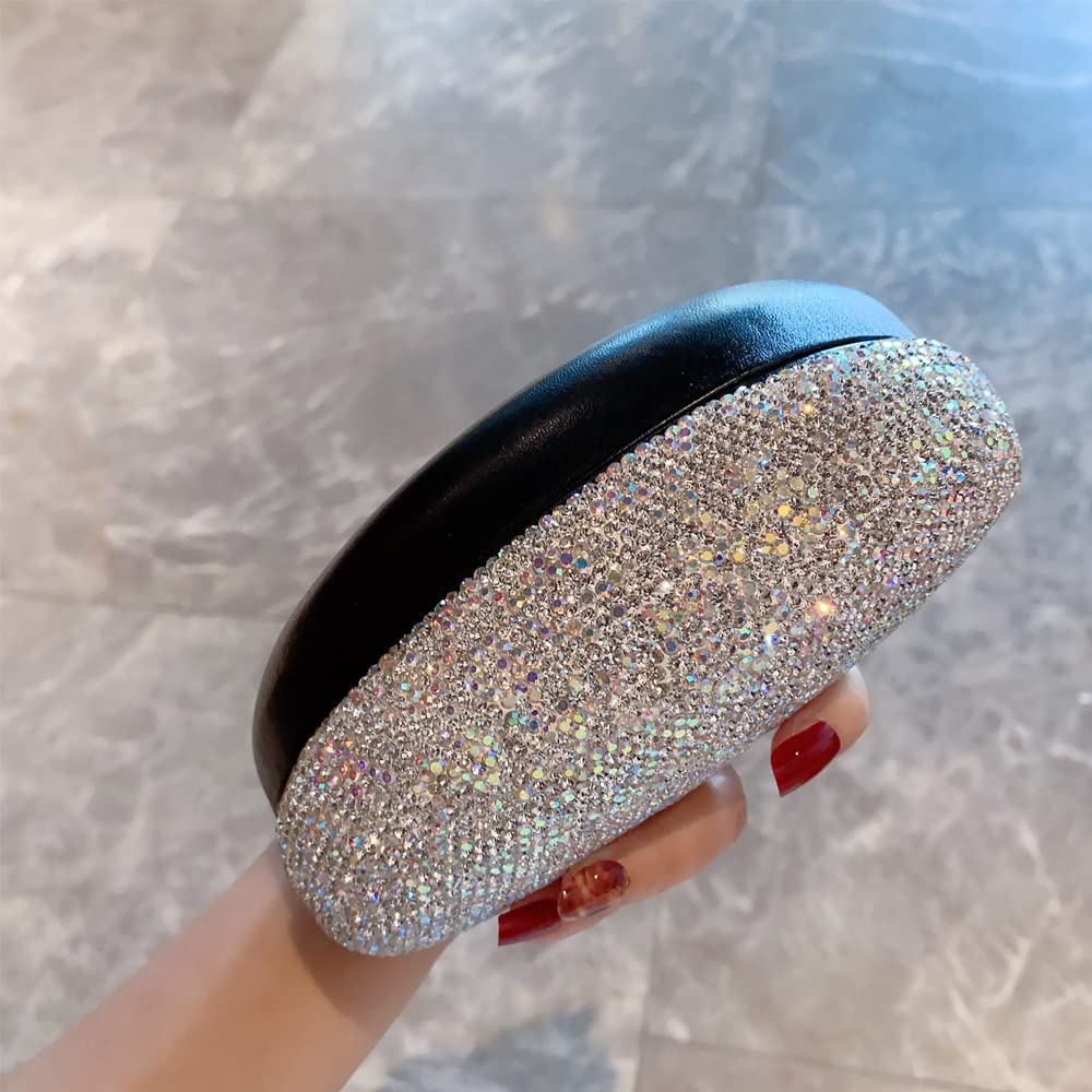 XianghuangTechnology Hard Shell Sunglasses Case,Bling Crystal Rhinestone Large Eyeglass Case Fits Most Sunglasses (White)