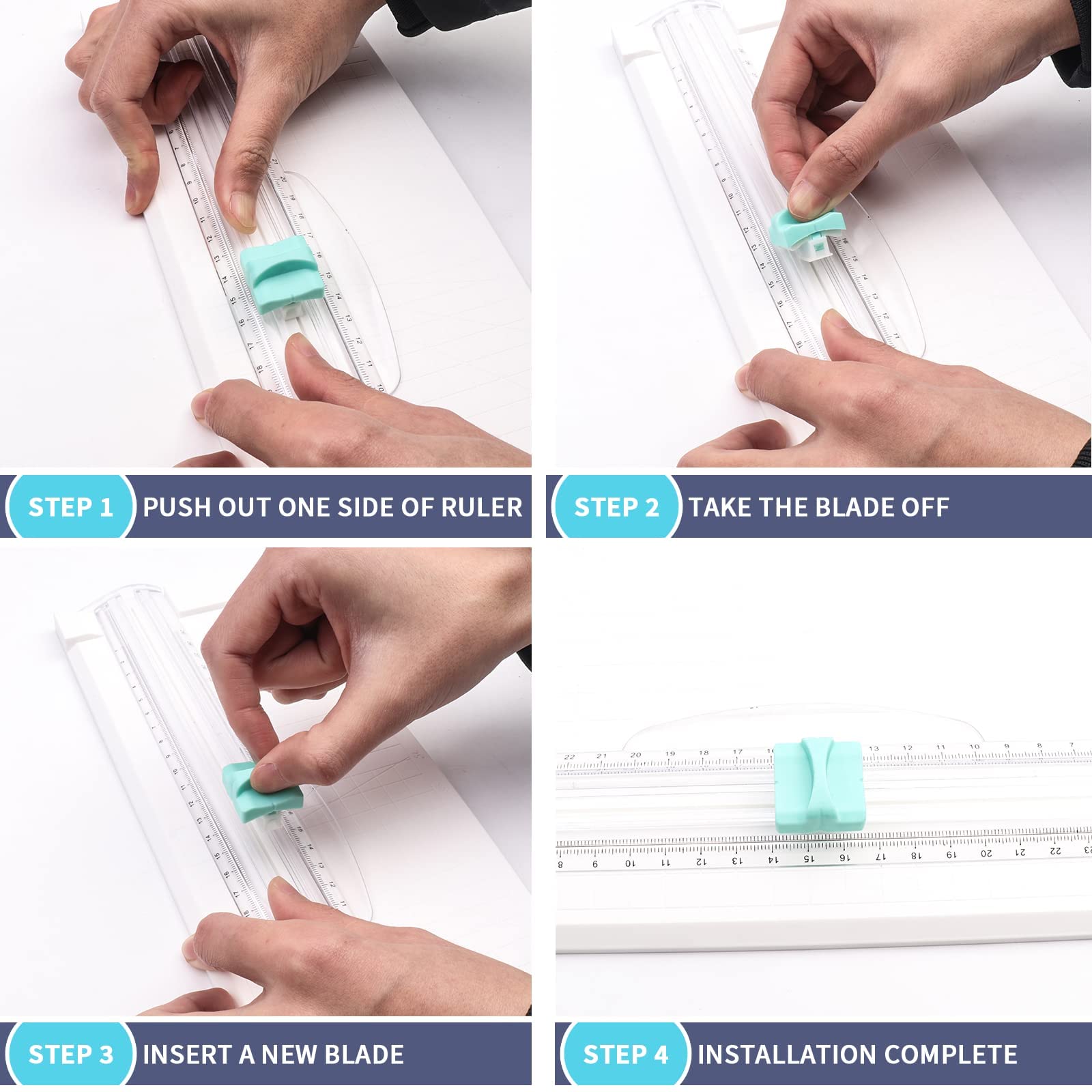 ZEQUAN Paper Cutter Blades, Paper Trimmers Replacement Blades with Safe Hiding Blade Design, Mint Green 1 x 1 x 0.86 in