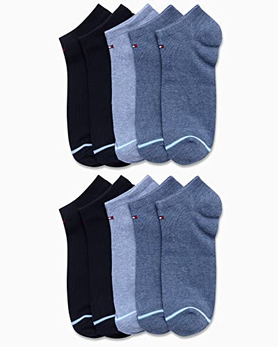 Tommy Hilfiger Men’s Socks – Lightweight No Show Socks (10 Pack), Size 7-12, Black/Blue