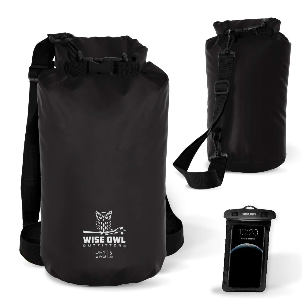 Wise Owl Outfitters Waterproof Dry Bag Backpack - Thick, Durable Water Bag for Kayaking, Camping, Boating, Beach and Outdoor Water Sports - Blue Clear, 20L