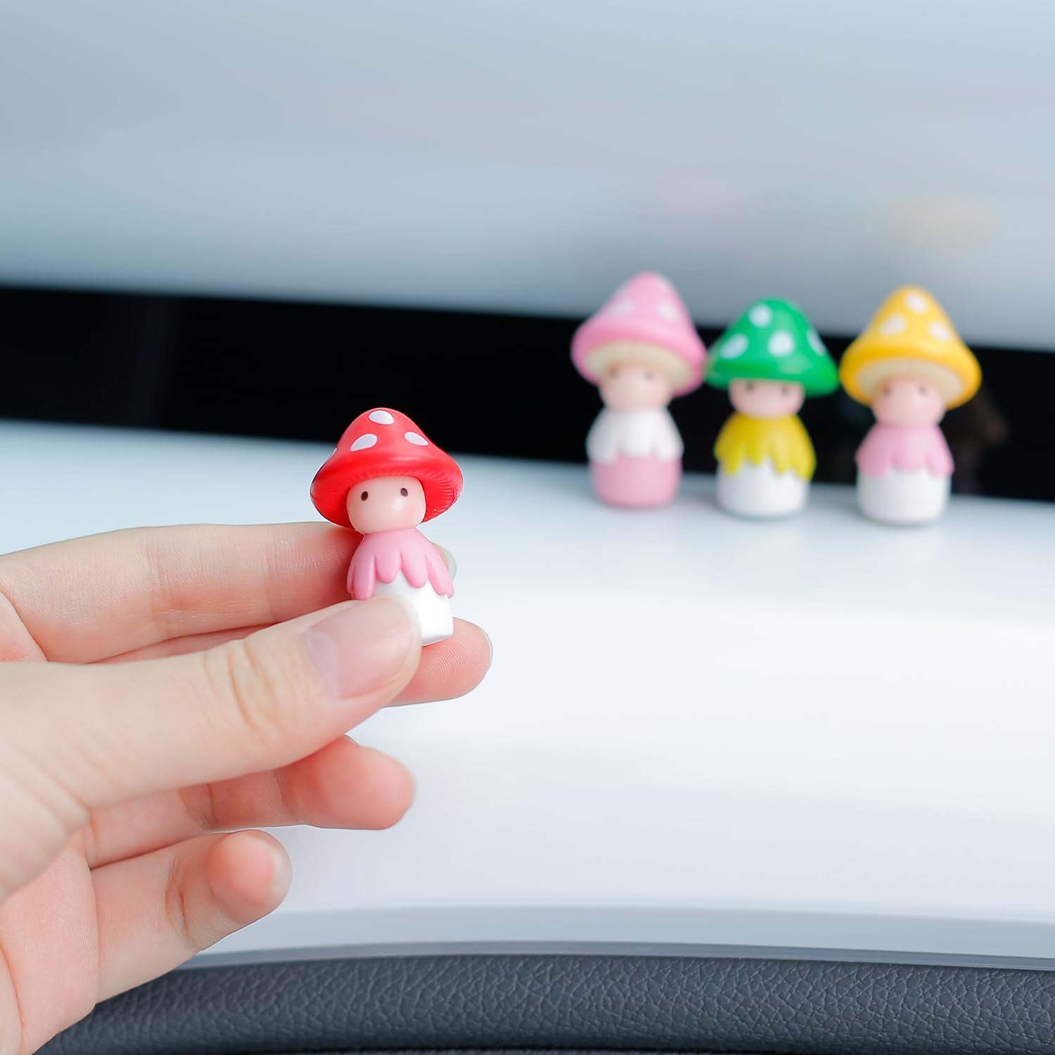 YGMONER Mini Bunny Frigurines Dashboard Decorations Pumpkin Ghost Rabbit Car Interior Decor Pack of 5 Cute Decoration for Vehicle Room Cake Topper (Bunny)
