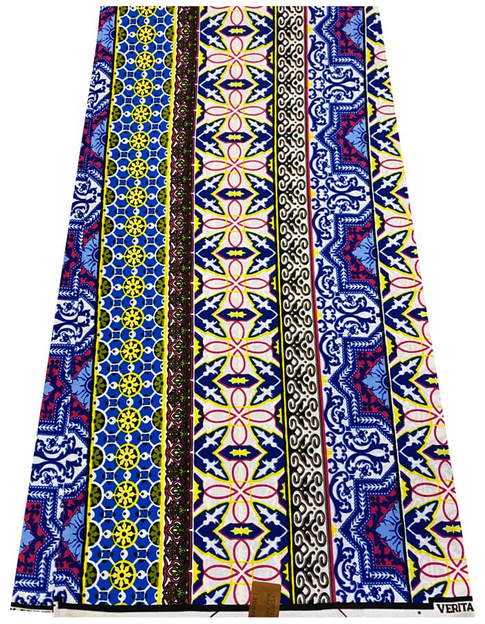Veritable Wax Prints- Blue, White, Yellow, Pink, Black, Olive-Green -African Wax Print Fabrics- Sell for 6 Yards- 100% Cotton