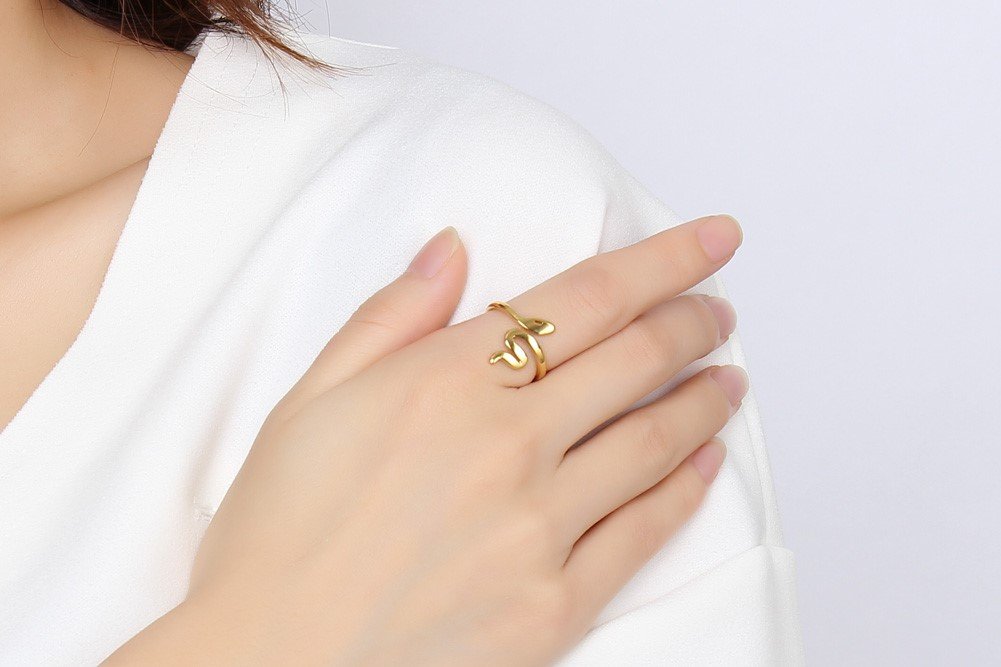 Ximi Jewelry Stainless Steel Fashion Snake Rings for Womens,Gold Plated,Size6-8 (8)