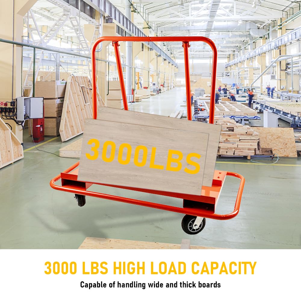 Yeeoy Drywall Sheet Cart, 3000 LBS Heavy Duty Drywall Sheet Cart, Panel Dolly Cart with 4 Swivel Wheels, Lumber Cart Handling Wall Panel Sheetrock Lumber for Garage Home Warehouse