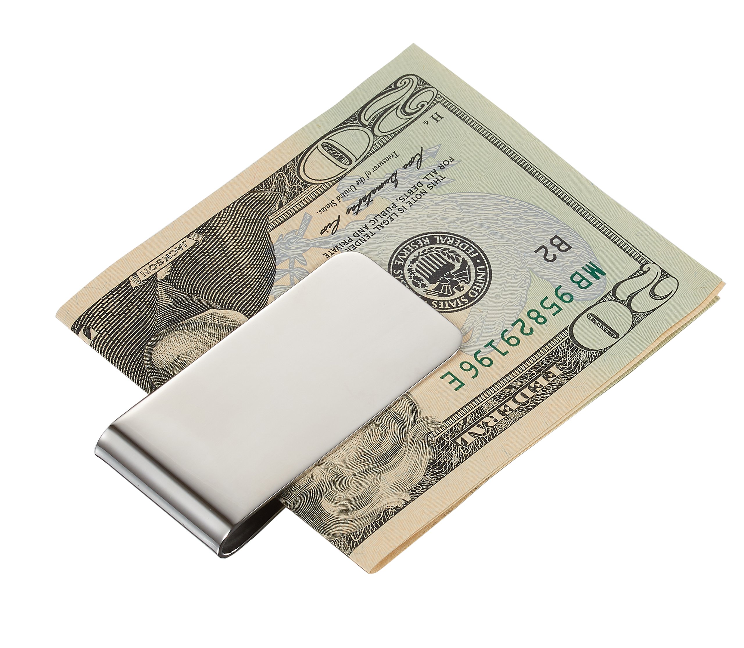 Visol Personalized Stainless Steel Money Clip with Custom Engraving (Polished Gun Metal)