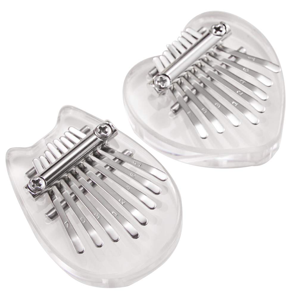 Thumb Piano, Portable Cute Mini Kalimba Beginner Musical Instrument | 8 Keys Transparent Acrylic Handheld Keyboard Pocket Finger Pendant for Children Gift