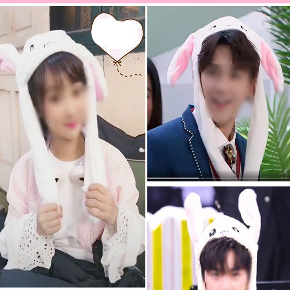 YEKEYI Ear Moving Jumping Rabbit Hat Animal Hat Pop Up Ears Plush Bunny Hat Cap for women Girls