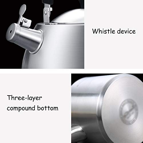 ZNZN Creative Silver Kettle Whistling Kettle-Stylish Stainless Steel Teapot with Ergonomic Anti-Scald Handle (4.5L, 152.1OZ) Multifunctional Water Kettle