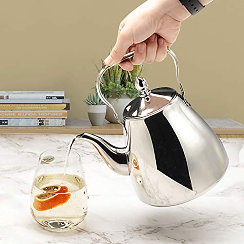 ZNZN Special Kettle for Stove Stainless Steel Silver Kettle Gooseneck Kettle Teapot (1.2L /40.5OZ, 1.5L /50.7OZ, 2L /67.6OZ) Multifunctional Water Kettle (Size : 1.5L (50.7OZ))