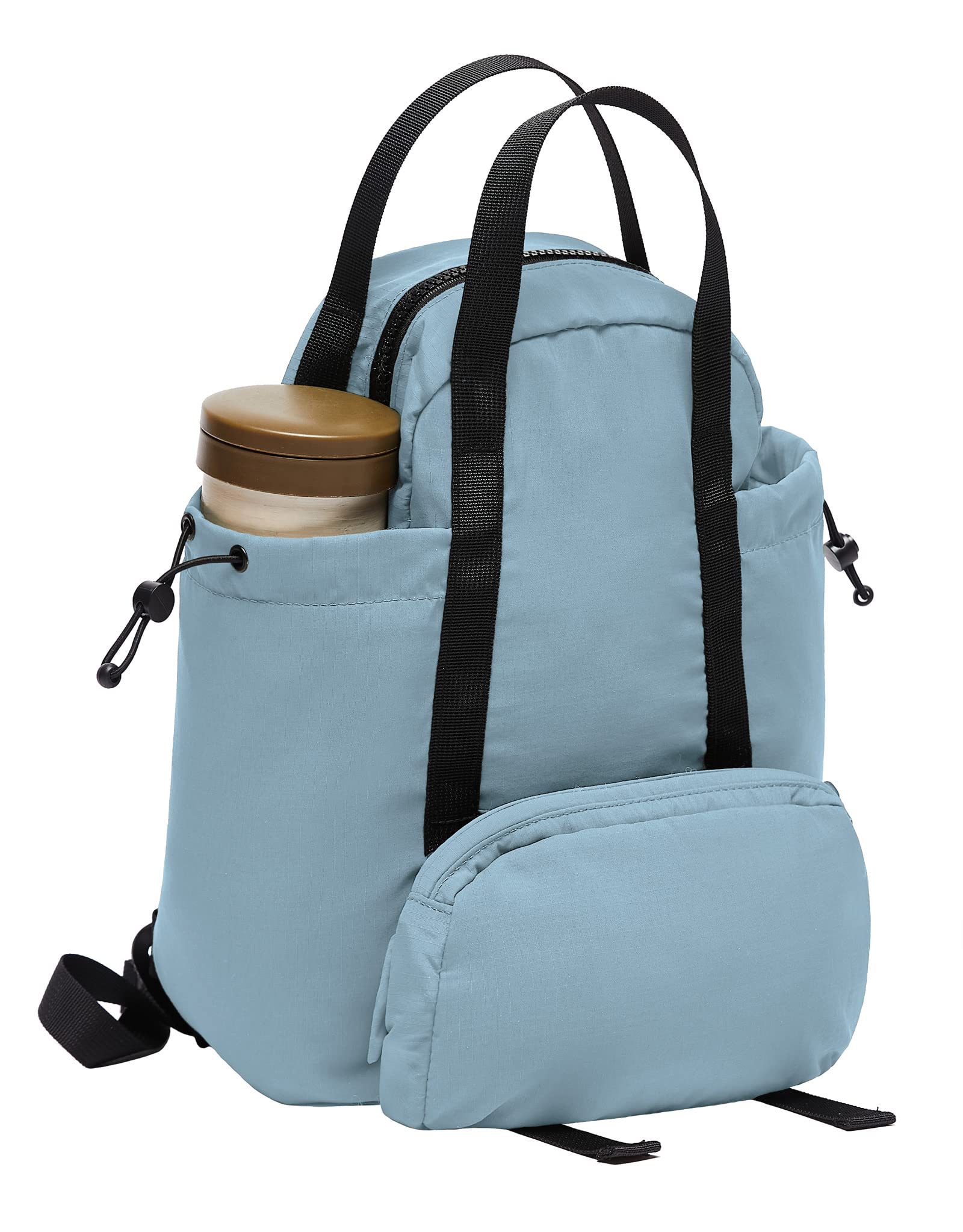 Wjustforu Hiking Backpack with Multiple Pockets for Men Women Lightweight Water-Resistant Travel Essentials Perfect for Camping Biking Yoga Mini Backpack Fanny Bag Set Grey Blue