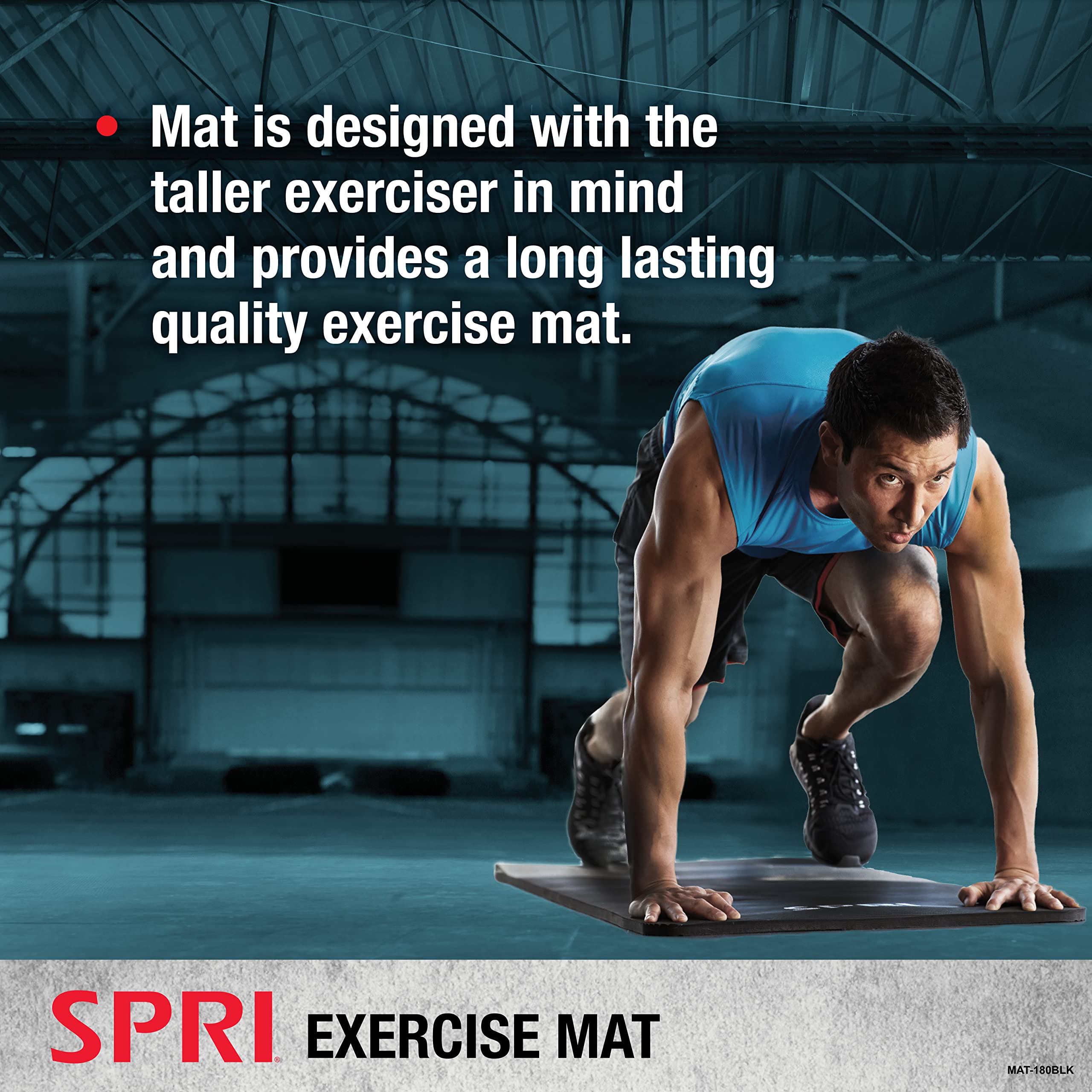SPRI MAT-BL Exercise Mats (Black, 48"x 20"x 1/2-Inch)