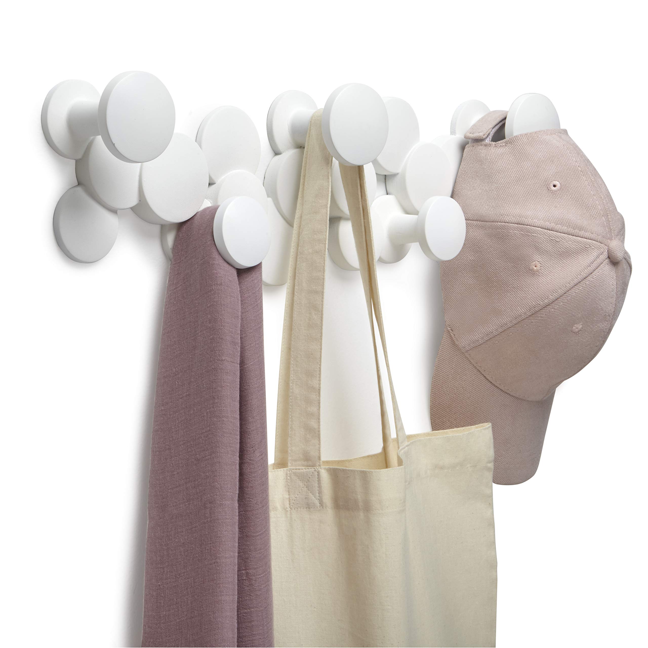 Umbra Bubble Multi Modern, Decorative, Space-Saving Coat Hanger 5 Hooks for Hanging Accessories, Etc. -Won’t Snag Clothes, White