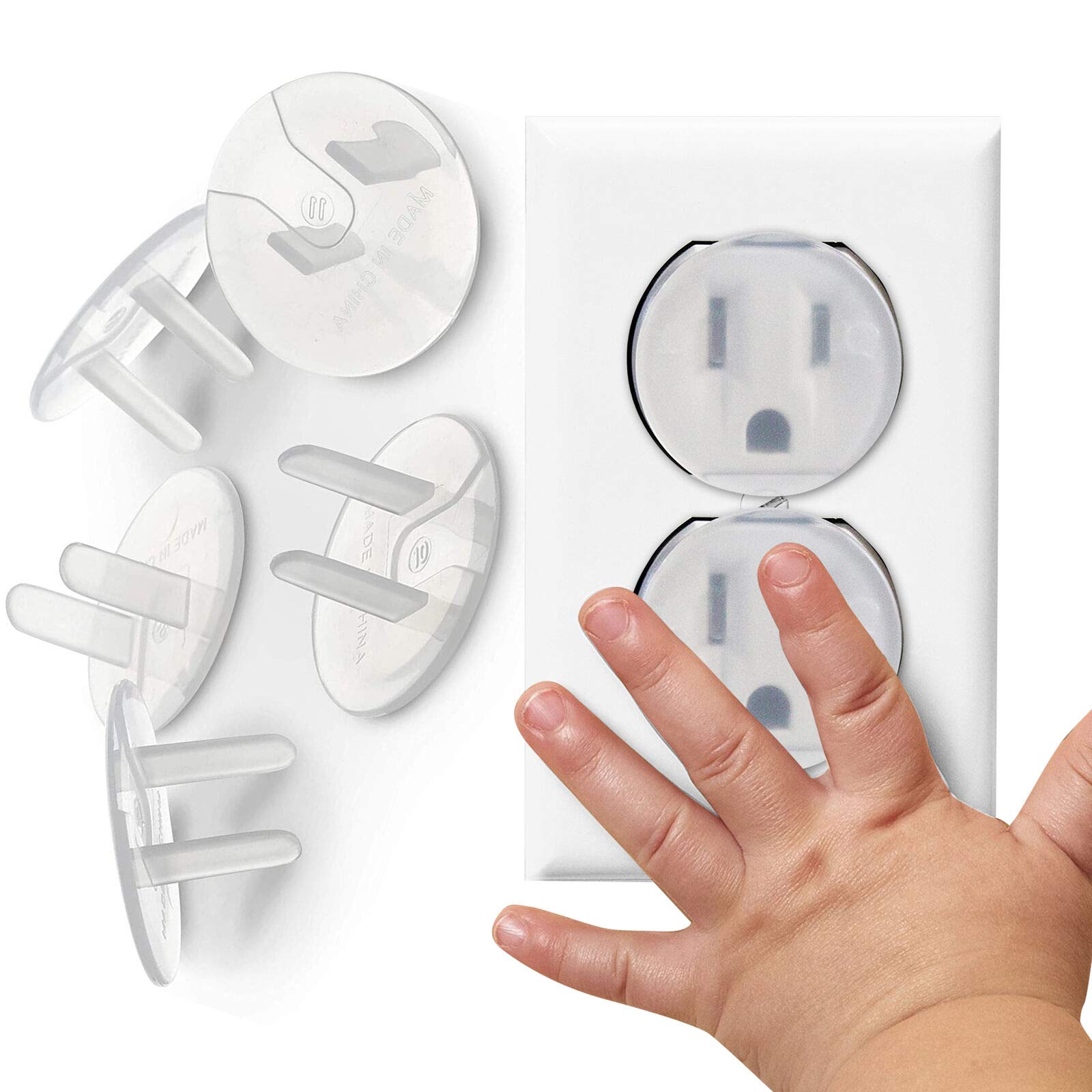 Tiny Patrol Clear Outlet Covers Babyproofing, Electric Plug Protectors, Childproof Socket Covers for Home and Office Protect Toddlers, Babies 15 Count