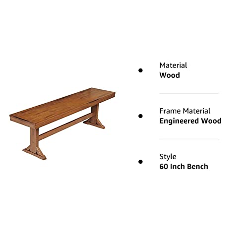 Walker Edison 3 Person Modern Farmhouse Wood Armless Kitchen Table Set Dining Chairs, 60 Inch, Brown