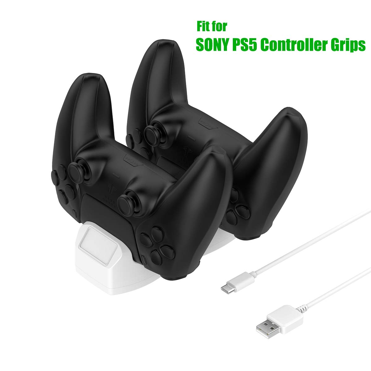 YoYaFe PS5 Controller Charger, Dual USB Type C Charging Station for Playstation 5, IC Protection, Fast Charging, Two Dualsense Charging Station for Playstation 5, PS5 Charging Dock - White
