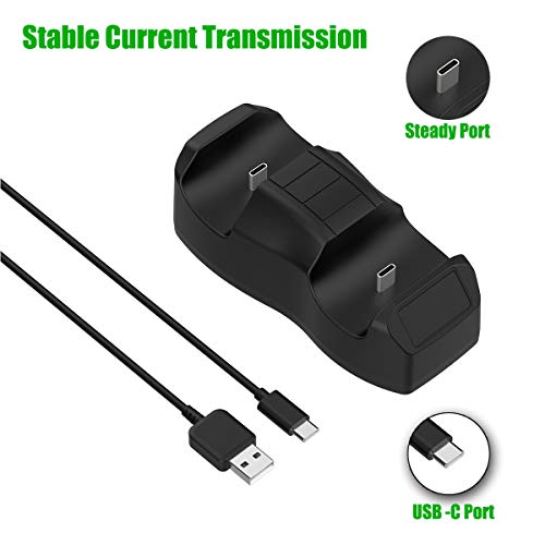 YoYaFe PS5 Controller Charger, Dual USB Type C Charging Station for Playstation 5, IC Protection, Fast Charging, Two Dualsense Charging Station for Playstation 5, PS5 Charging Dock - Black