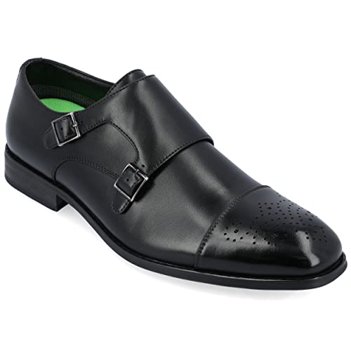 Vance Co. Mens Atticus Tru Comfort Foam Double Monk Strap Cap Toe Dress Shoe Black 8.5 Medium MENS US