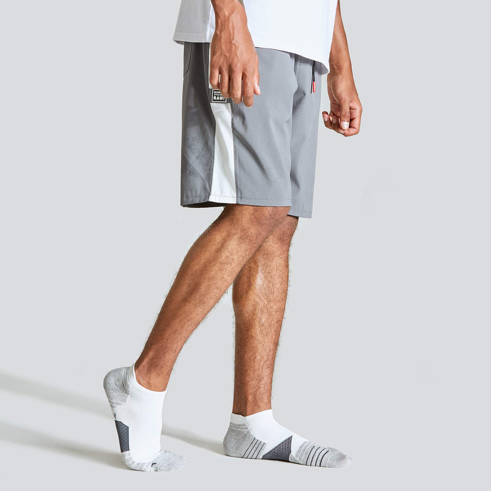 WANDER Men's Athletic Running Socks 7 Pairs Thick Cushion Ankle Socks for Men Sport Low Cut Socks 6-9/10-12 (7 Pairs White Grey, Shoe Size: 10-12)