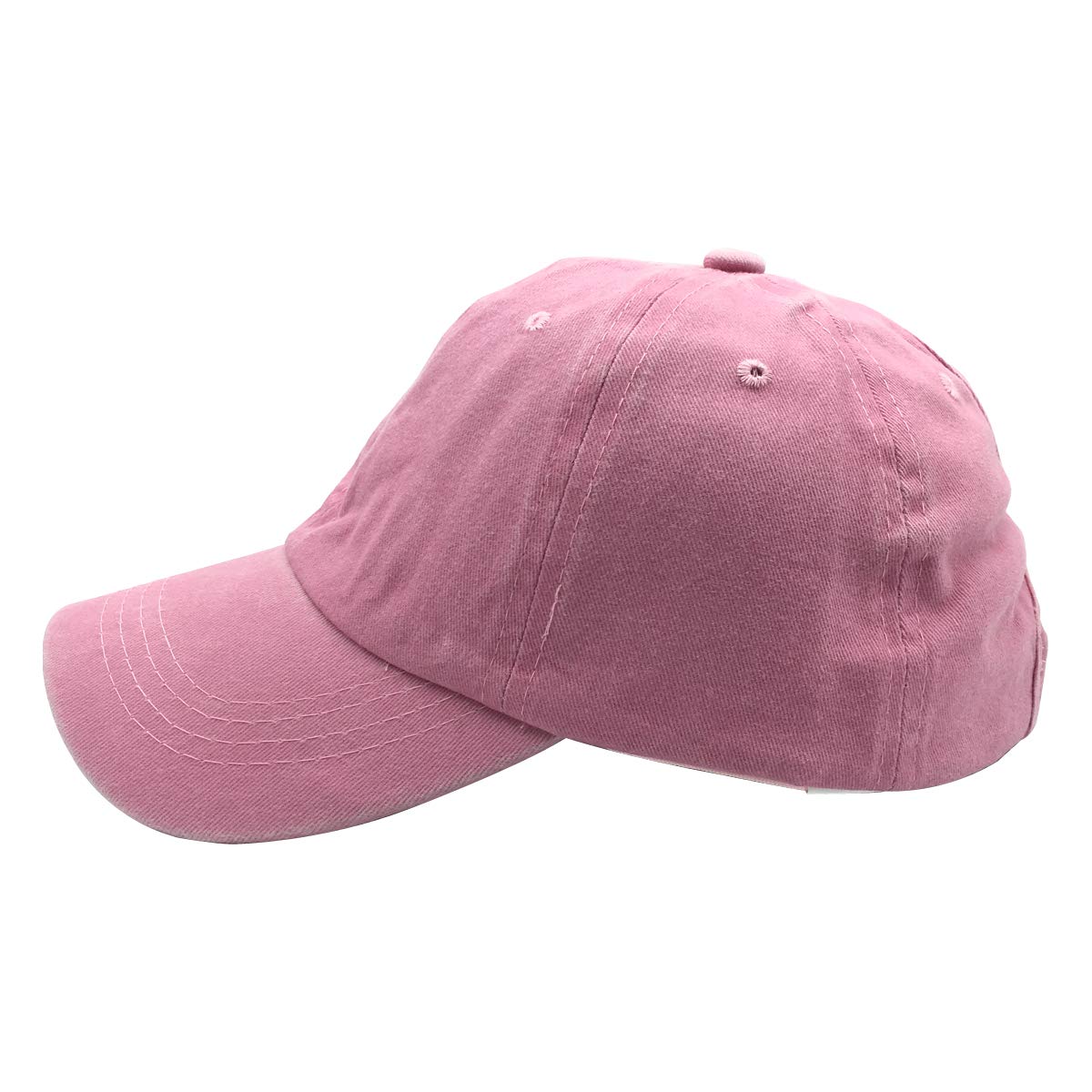 Waldeal Girls' Cute Ponytail Hat Distressed Adjustable Kids Plain Baseball Dad Cap Pink