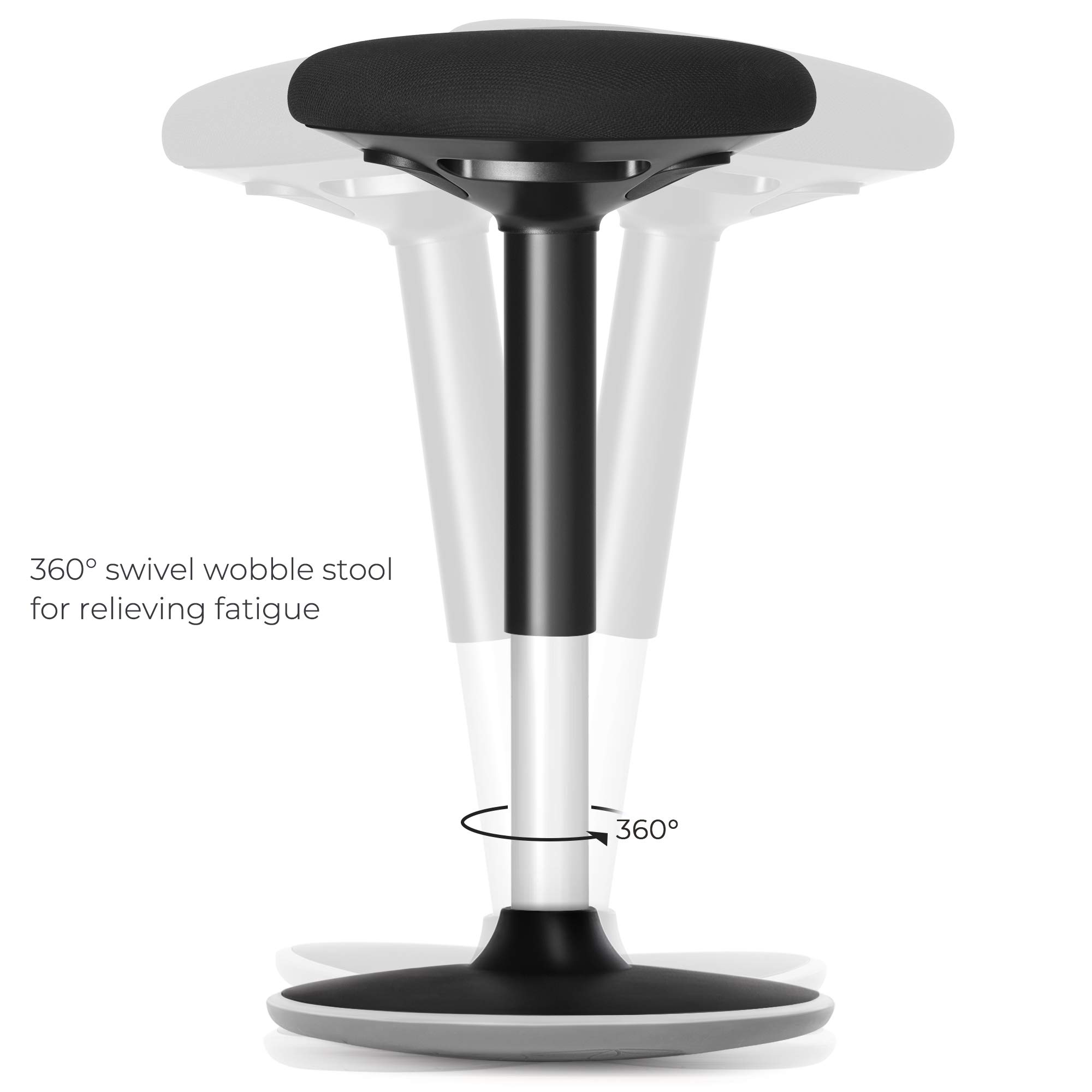 SONGMICS Standing Desk Chair, Active Stool, Ergonomic Wobble Stool, Balance Chair, Adjustable 22-31.9 Inches, Simple Assembly, Black UOSC05BK
