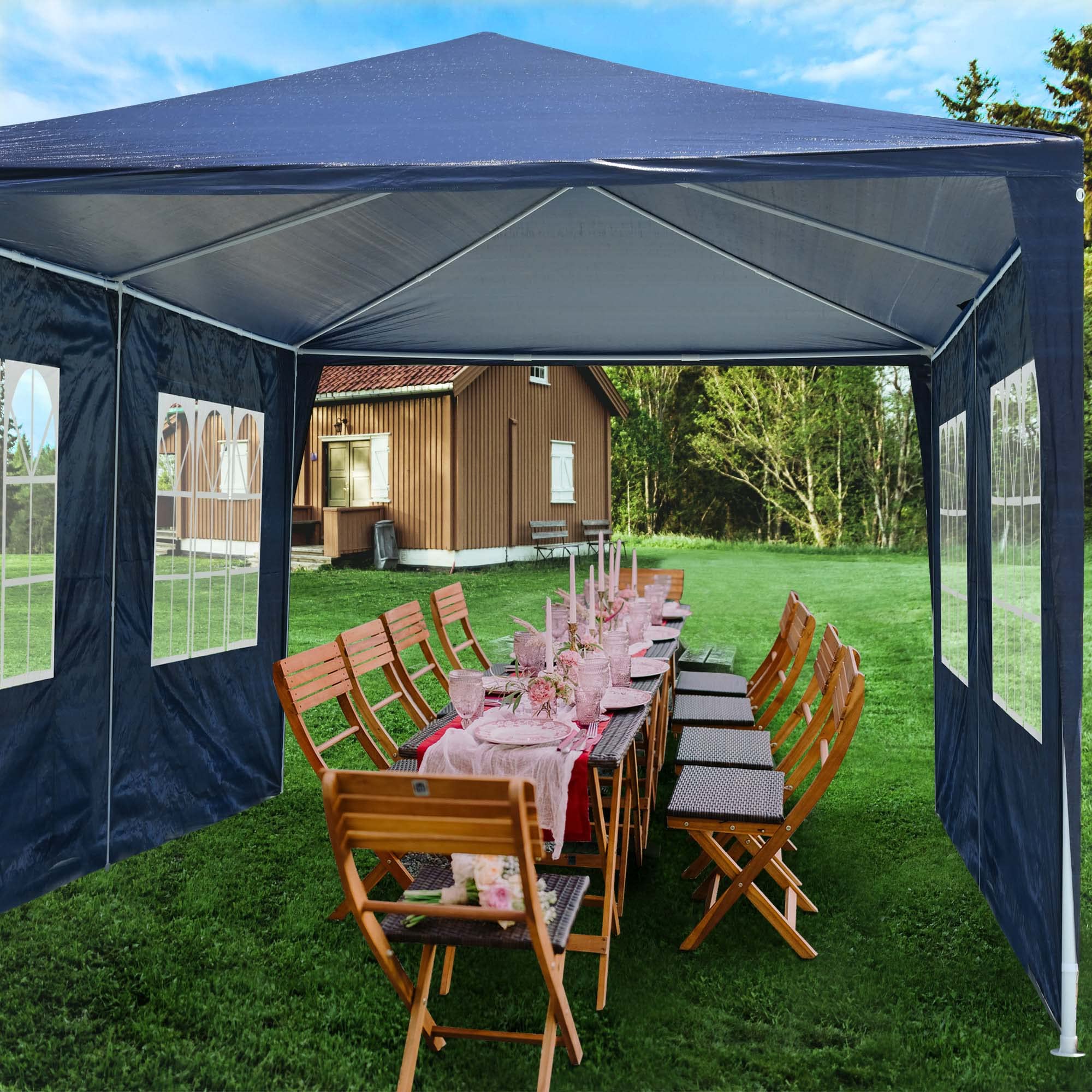 Yescom 10'x10' Outdoor Wedding Party Patio Enclosed Canopy Tent w/ 4 Removable Side Walls Canopy for Fetes Event