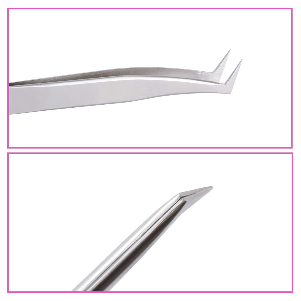 Volume Tweezers 3d 6d Made Fans Eyelash Extensions Tweezer for Easy Fan Volume Lashes Curved Point Stainless Steel Precision Anti Static Lash Extension Tweezers Leather Pack
