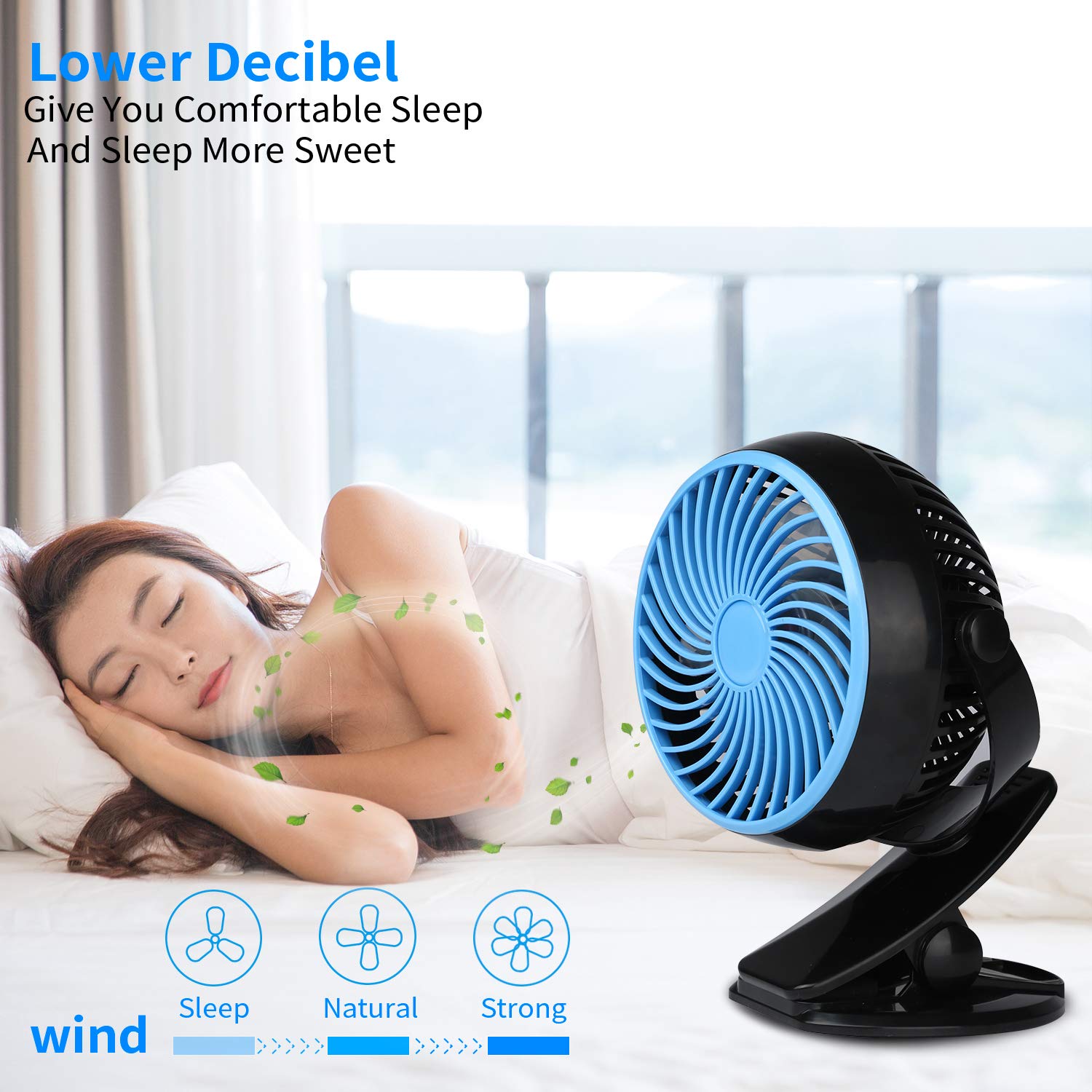 ZWANG 6 Inch Table Fans,USB Desk Fan , 360° Rotate USB Fan,Rechargeable Mini Clip Fan,USB Powered Stroller Fan, Personal Quiet Electric Fan for Home Office Camping