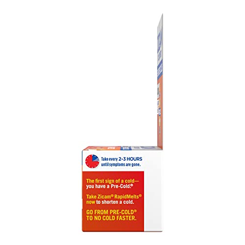 Zicam Ultra Cold Remedy Zinc Rapidmelts, Orange Cream Flavor, Homeopathic, Cold Shortening Medicine, Shortens Cold Duration, Sugar-Free, Dye-Free, 18 Count