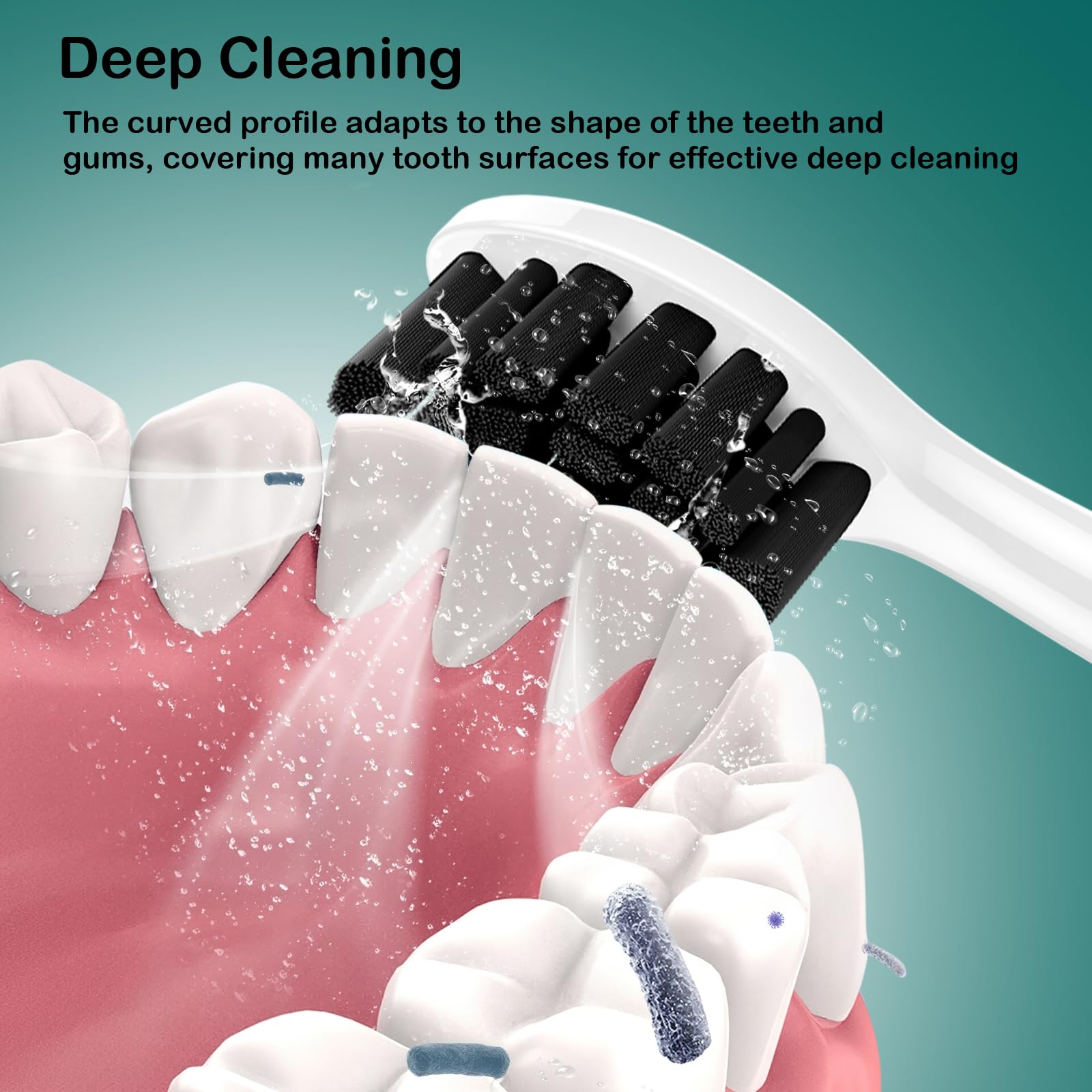 Toothbrush Replacement Heads for Philips Sonicare : Charcoal Toothbrush Heads Compatible with C1-C2-C3 Electric Brush Head(Click-on/Snap-on)