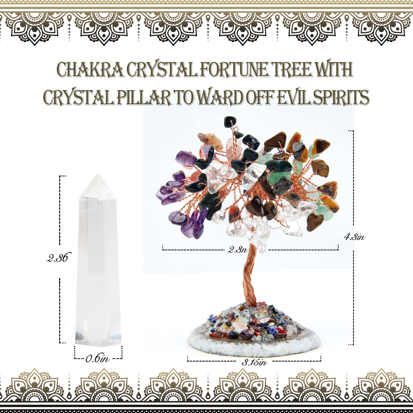 Yunoun Natural Healing Crystals and Chakra Stones Set with Amethyst Cluster, Thumb Worry Stone,Selenite,Pink Crystal Tree, Tourmaline,Large Rose and White Crystal for Cleaning Healing Energy,Reiki