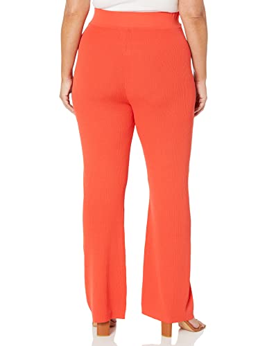 The Drop Women's Ellison Rib Flare Leg Sweater Pant, Fire Orange, XXS