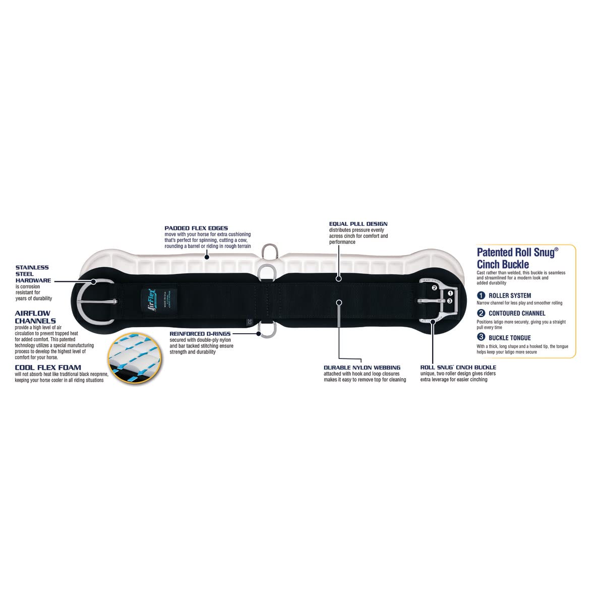 Weaver Leather AirFlex Straight Cinch , Black , 32"