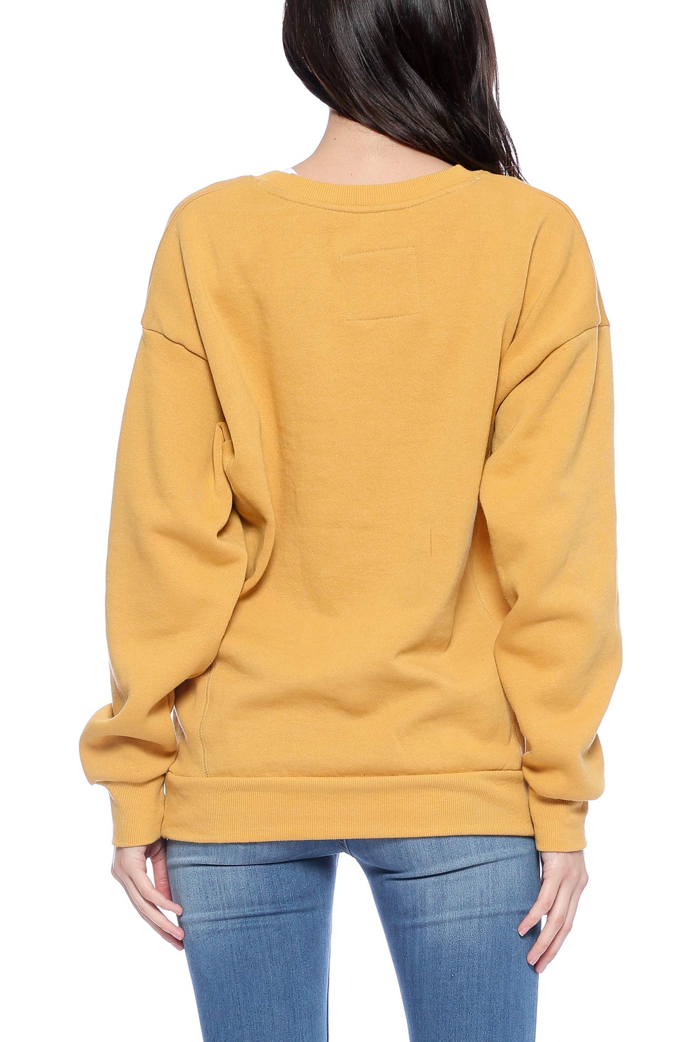 Urban Look Casual Loose Fit Fleece Pullover Sweatshirt (Medium, Solid Mustard)