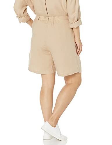 The Drop Women's Millie Loose-Fit Pleated Long Linen Walk Short, Hummus, XS