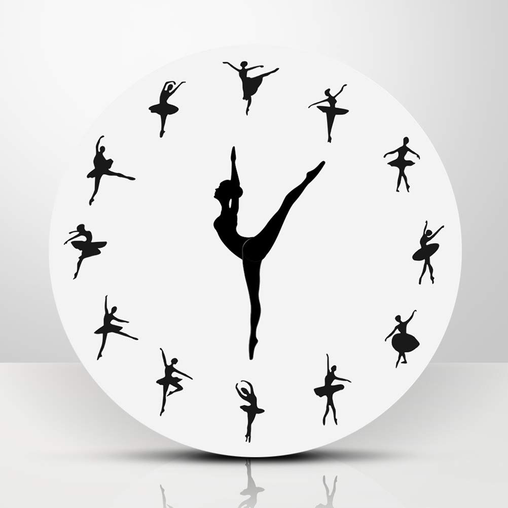 VOSAREA 1 Piece Charming Ballerina Wall Clock Large Clock Ballet Dancing Girl Needle Hand Needle Wall Watch Living Room Home Decor