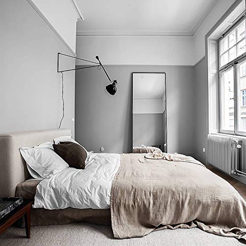 TinyTimes 65"×22" Full Length Mirror, Floor Mirror with Stand, Full Body Tall Mirror, Freestanding or Wall-Mounted, Brushed Thin Frame, for Bedroom, Liveing Room - Black