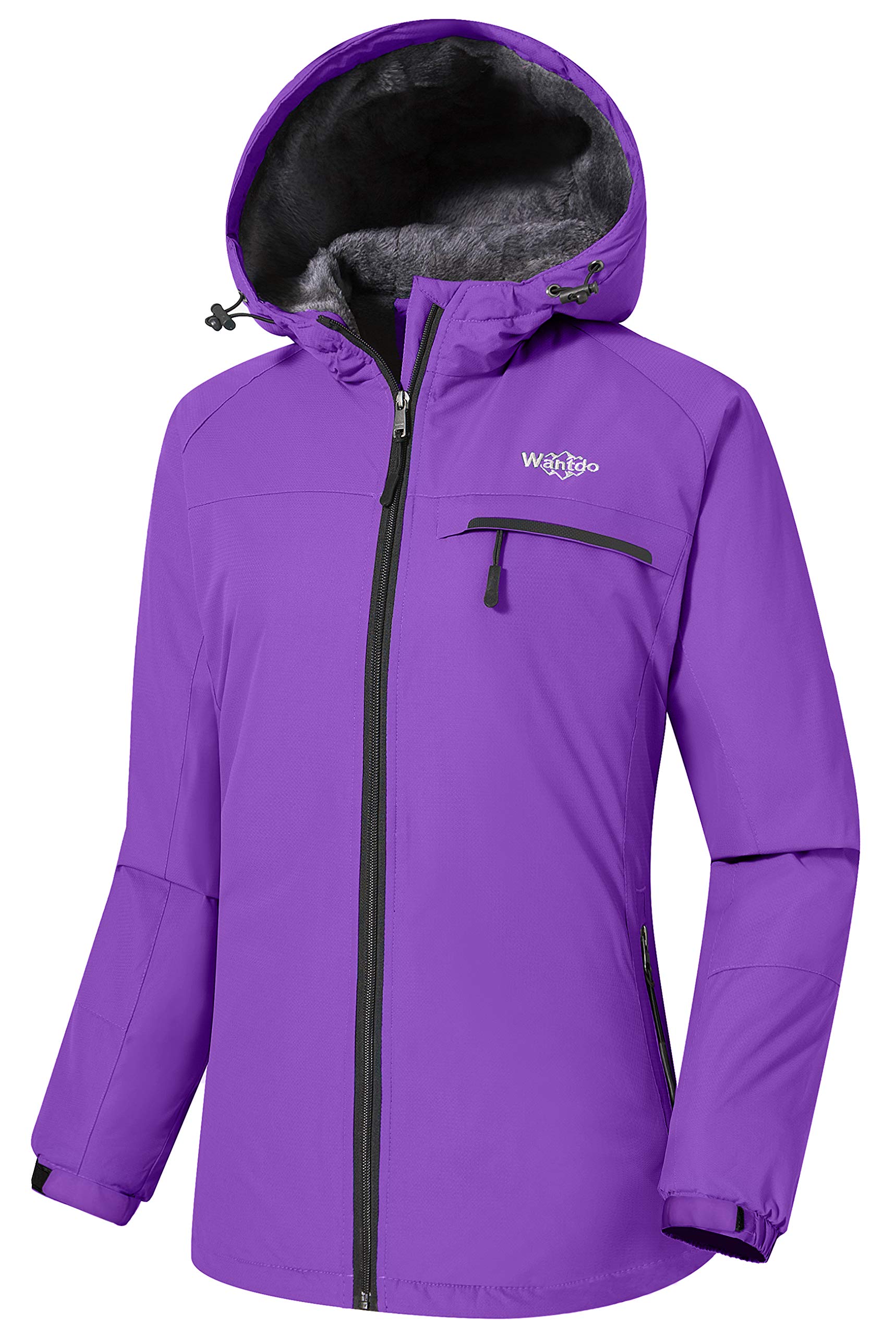 wantdo Women's Windproof Ski Jacket Cotton Padded Raincoat Windbreaker Purple S
