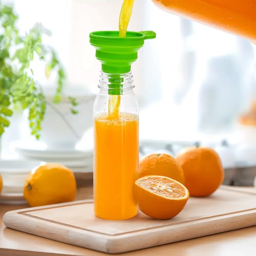 Youeon 24 Pcs 8 Oz Empty Plastic Juice Bottles with Tamper Evident Caps, Reusable Water Bottles, Juice Containers with Labels, Funnel and Brush for Drinks, Juices, Smoothies and Other Beverages