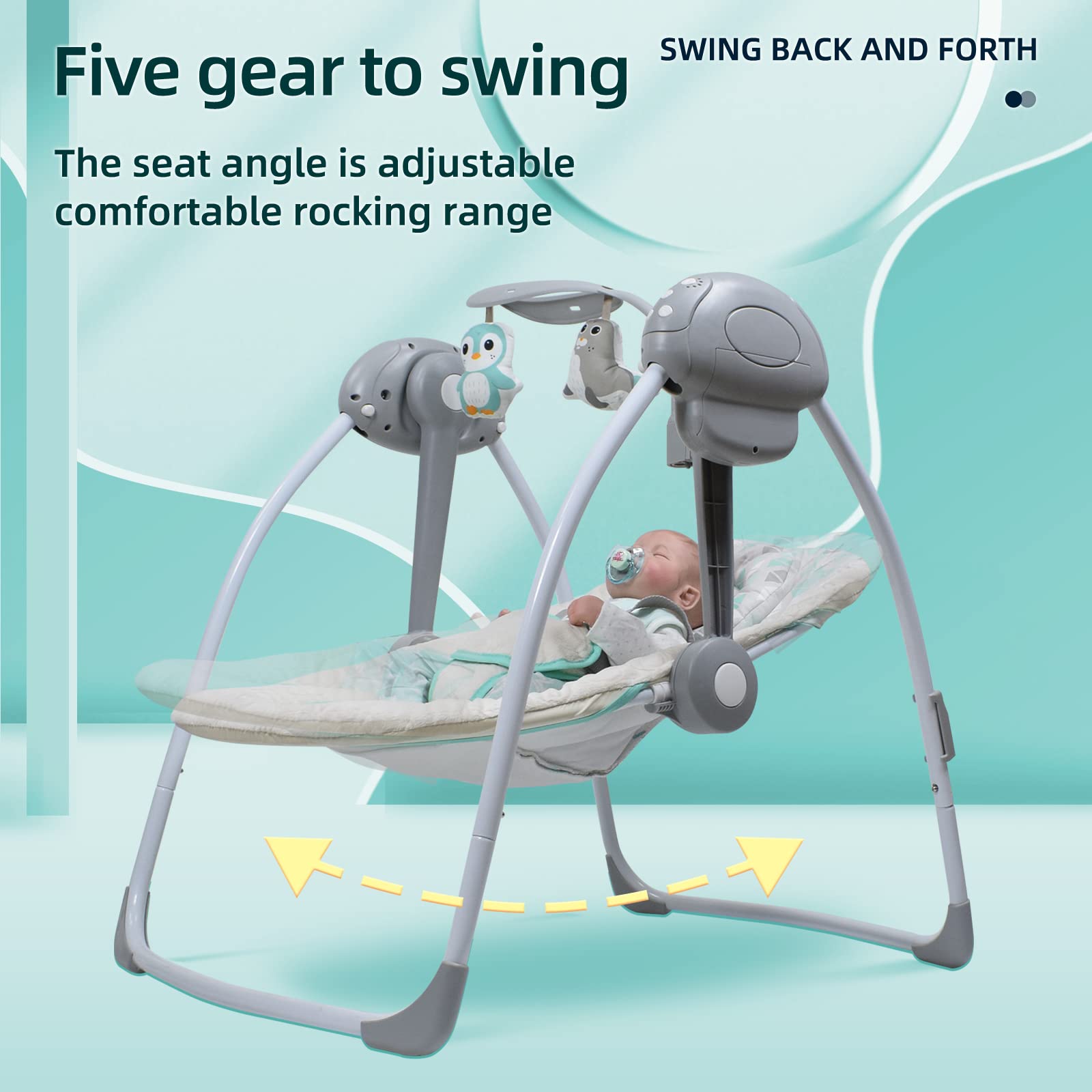 Vannetgo Comfort Portable Swing,Comfort Baby Rocking Chair with Soothing Music,Foldable,Bionic Design, Baby Rests Peacefully (WTY25122)