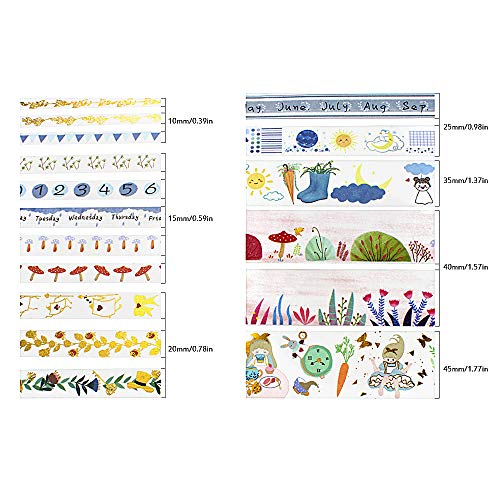 Washi Tape Set,Decorative Washi Masking Tape Set for DIY Craft, Gift Wrapping, Bullet Journal, Planner, Scrapbooking 17 Rolls*16.5ft(Washi Tape -Style 1)