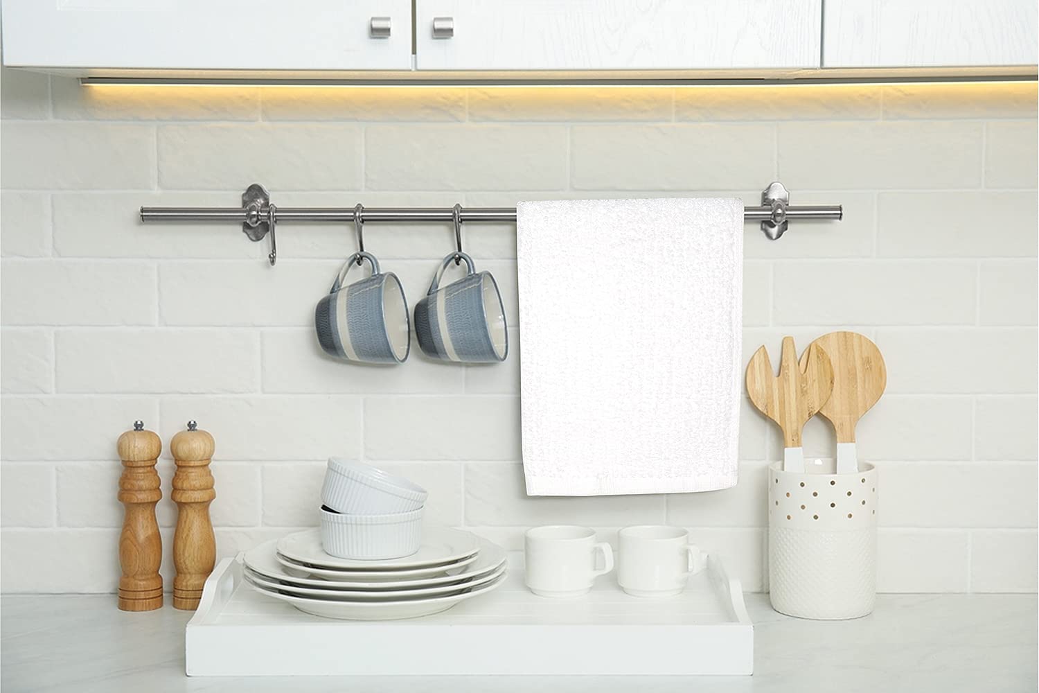 ZUPERIA Bar Mop Kitchen Towels- 12 Pack, 16 x 19 Inches, Bar Mop Towels -100% Cotton Barmops Towels - Super Absorbent, Multi-Purpose for Home, Kitchen and Bar Cleaning (White)