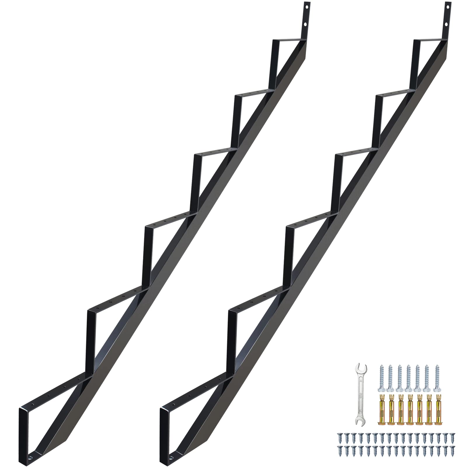 Zwinz Steel Stair Stringer 6 Step, Metal Stair Stringers for Deck Height 49.6 inches, Steel Stair Step Riser for Outside Stairs(2Pack)