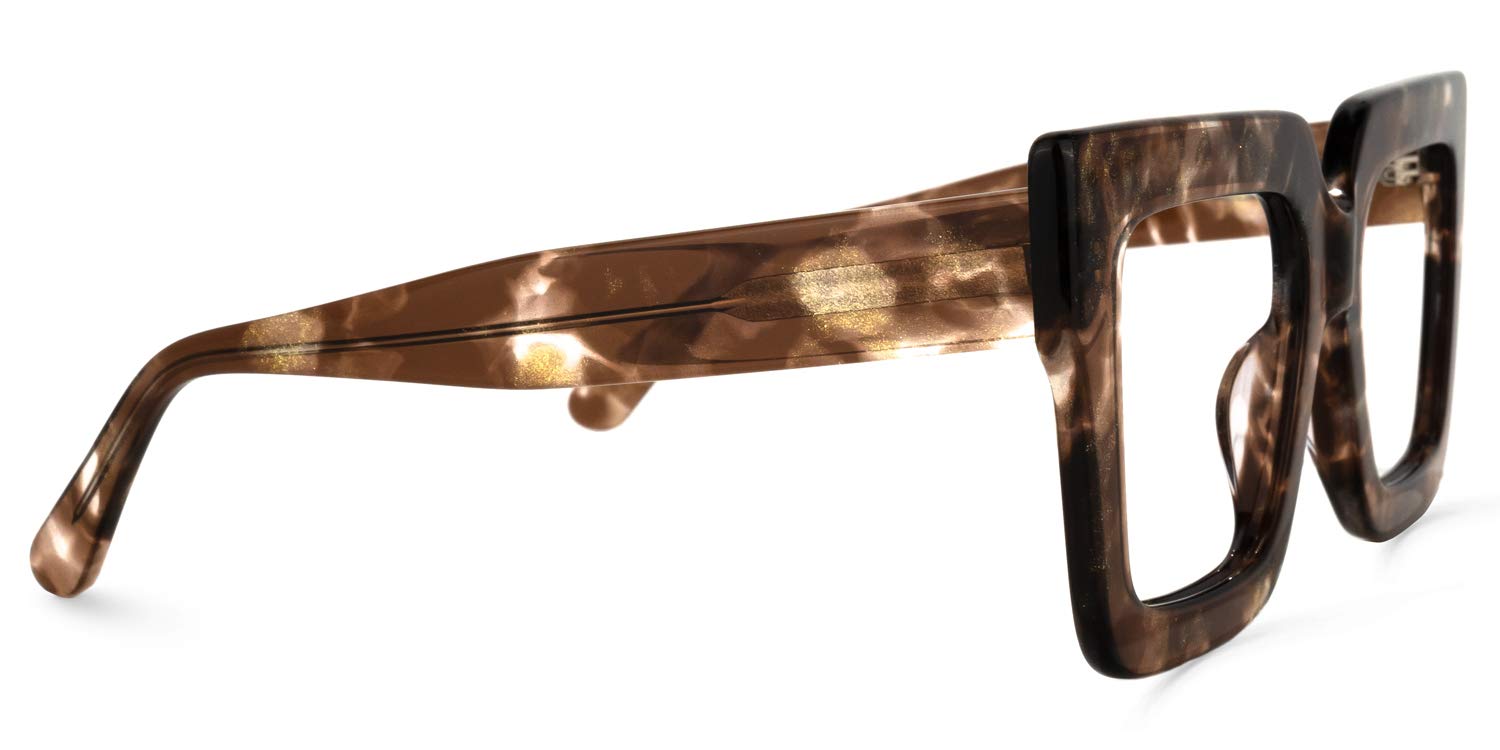 Zeelool Stylish Thick Oversized Square Eyeglasses for Women with Non-prescription Clear Lens Brandon VFP0306-11 Brown