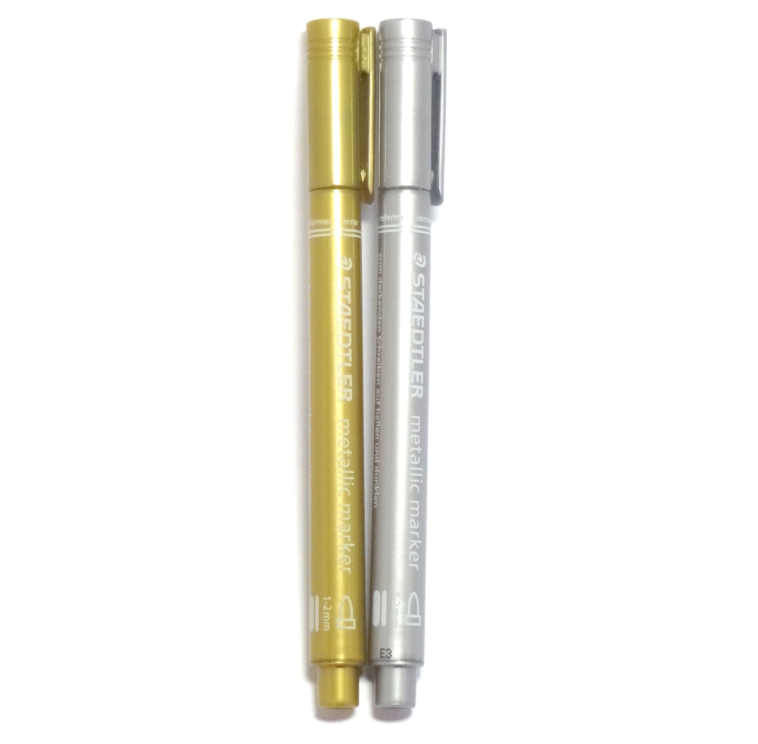 Staedtler METALLIC MARKER Gold & Silver, 2 pens per Pack (Japan Import) [Komainu-Dou Original Package]