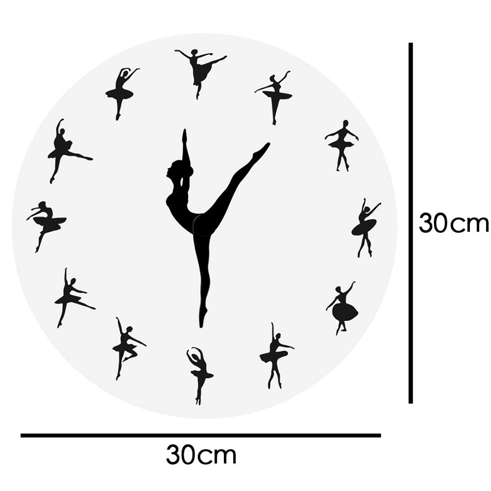 VOSAREA 1 Piece Charming Ballerina Wall Clock Large Clock Ballet Dancing Girl Needle Hand Needle Wall Watch Living Room Home Decor