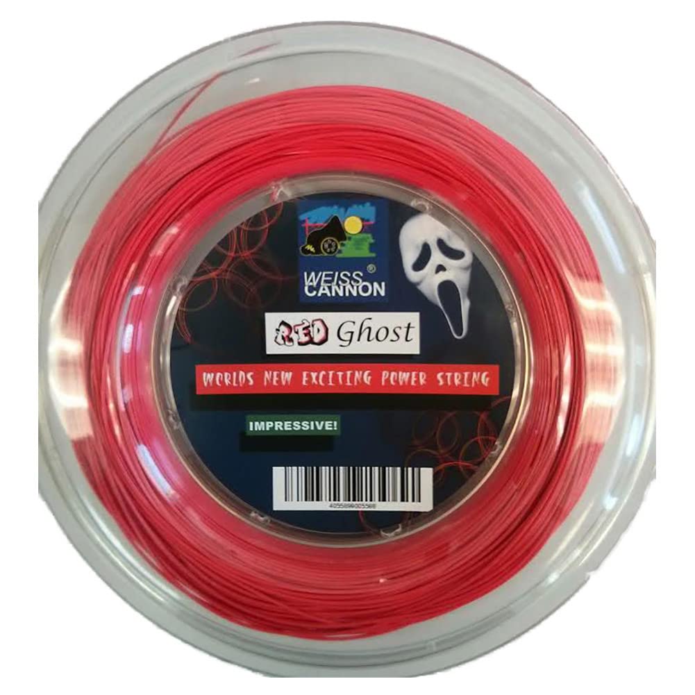 Weiss CANNON Red Ghost Tennis String - 18G/1.18mm (neon red) - 660ft - 200m Reel