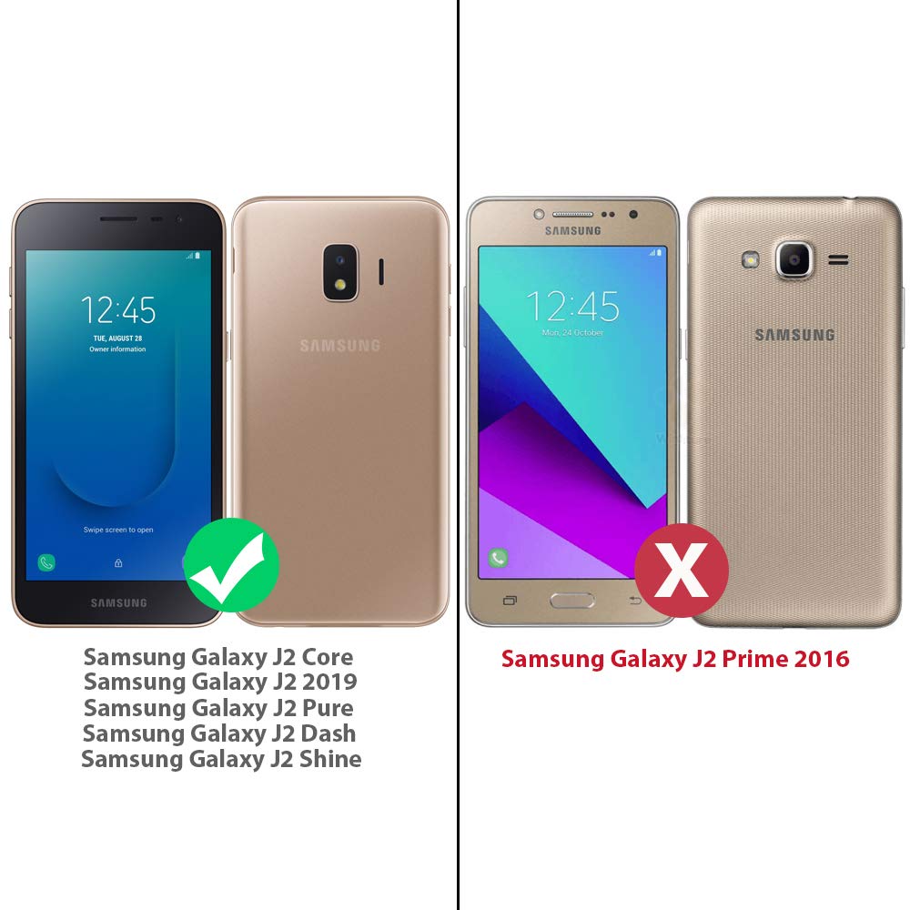 TJS Phone Case Compatible with Samsung Galaxy J2 Core/J2 2019/J2 Pure/J2 Dash/J2 Shine, Impact Resistant Metal Ring Magnetic Support Heavy Duty (Black)