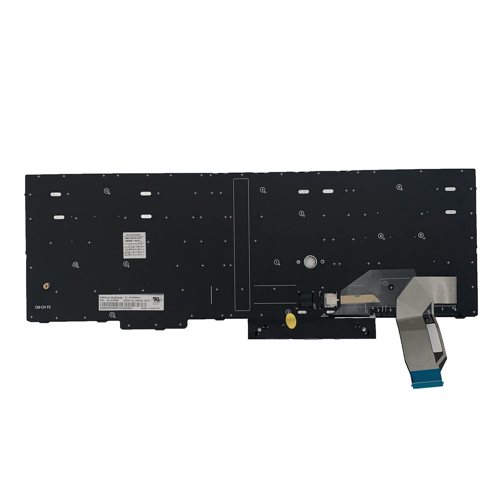 yhfshop Laptop Replacement US Layout Keyboard for Lenovo ThinkPad E580 E585 E590 L580 P52 P53 P73 T590(Without Red Pointer)