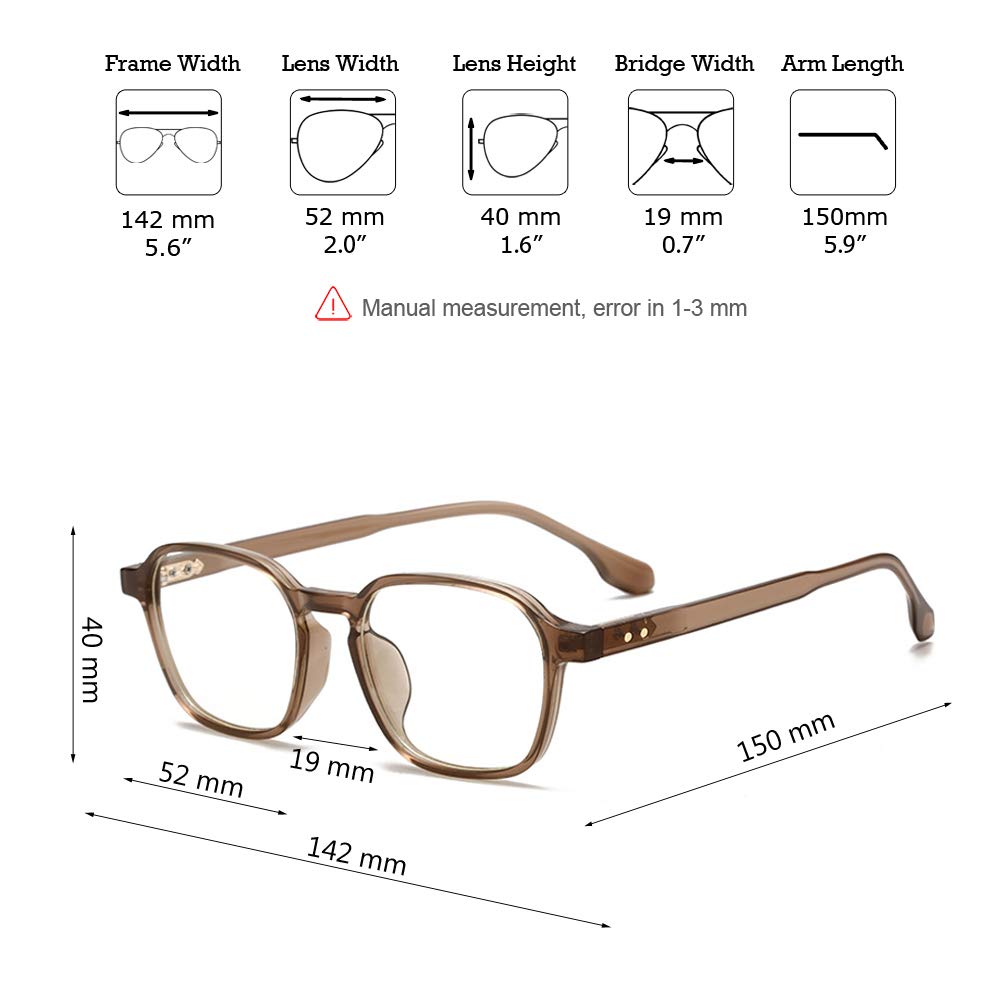 ZHILE Blue Light Blocking Glasses, Rectangular Anti-Blue Eyeglasses, TR90 Unbreakable Fashion Non-Prescription Eyewear Frame (Brown)