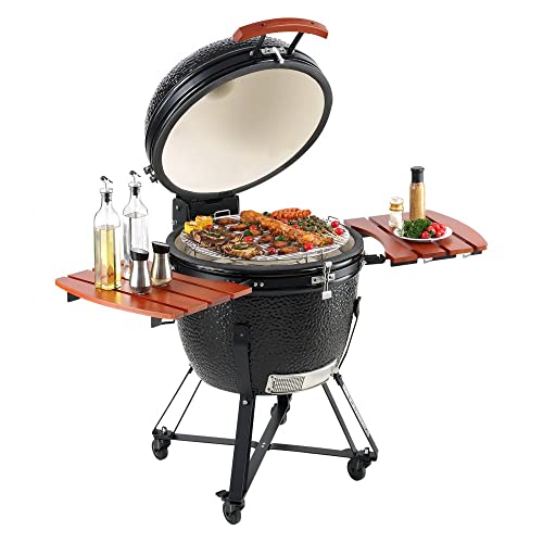WACTO Portable Round Outdoor Grill for Patio - WACTO 24 Ceramic Barbecue Grill Smoker